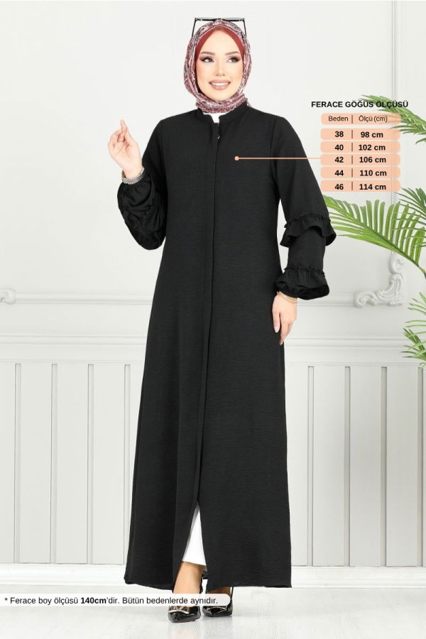 Abaya 1205DLB1090-M Black - Moda Selvim