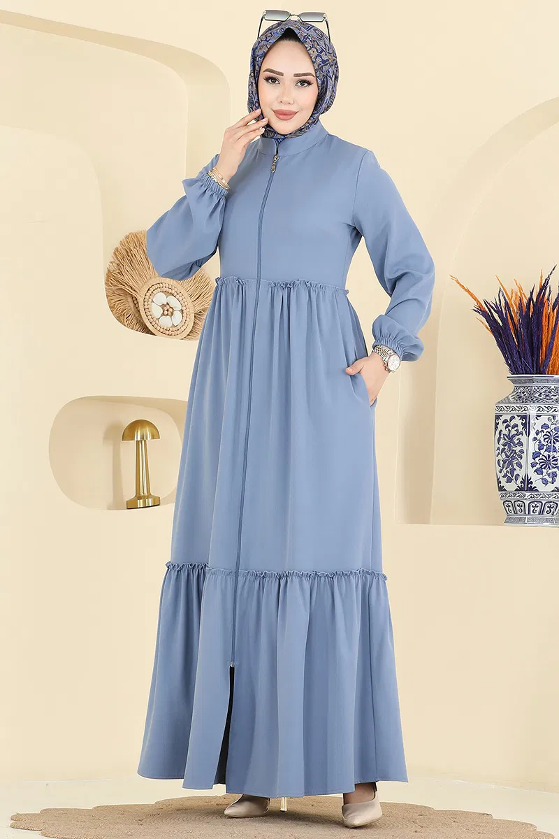 عباءة 2798SL432 أزرق - Moda Selvim