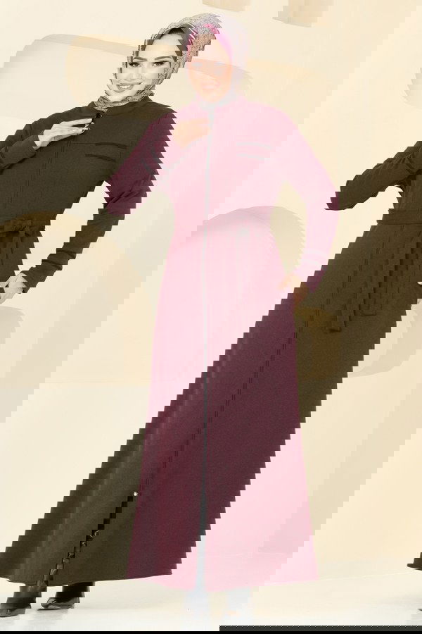 Abaya PL9095 Burgundy - Moda Selvim