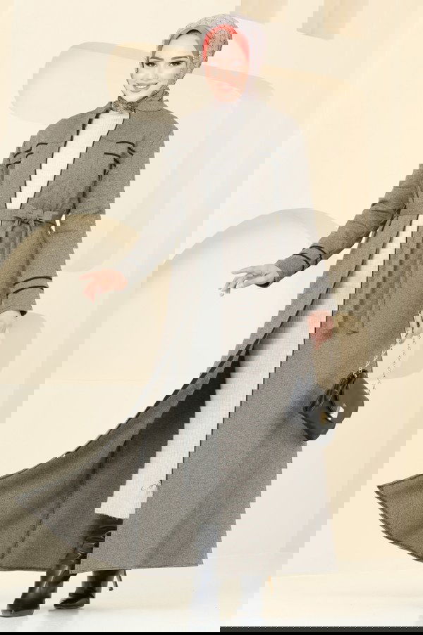 عباءة PL9095 بيج - Moda Selvim