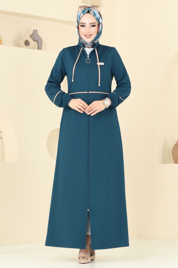 عباءة PL9129 بترولي - Moda Selvim