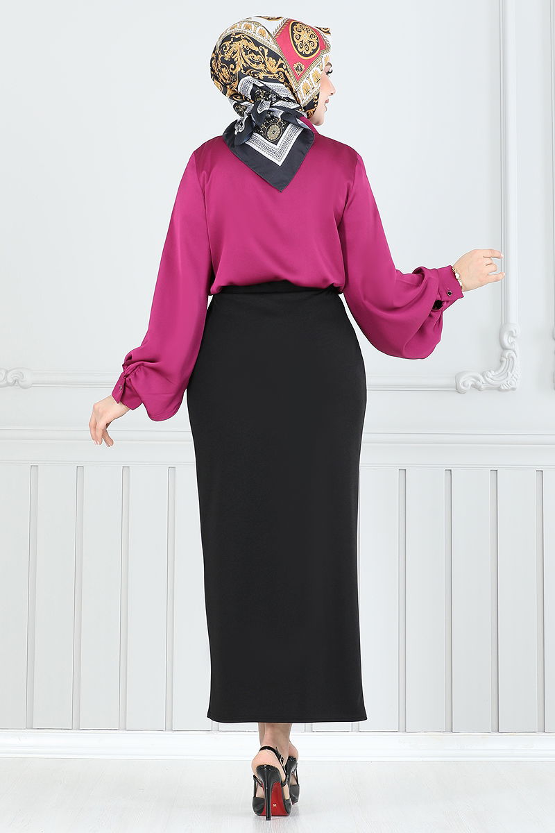 Beli Lastikli Kalem Etek 101HBS856 Siyah - Moda Selvim