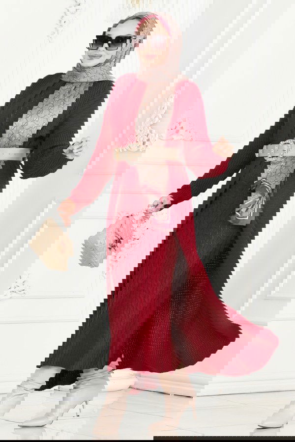 طقم 1453HBS856 خمري - Moda Selvim