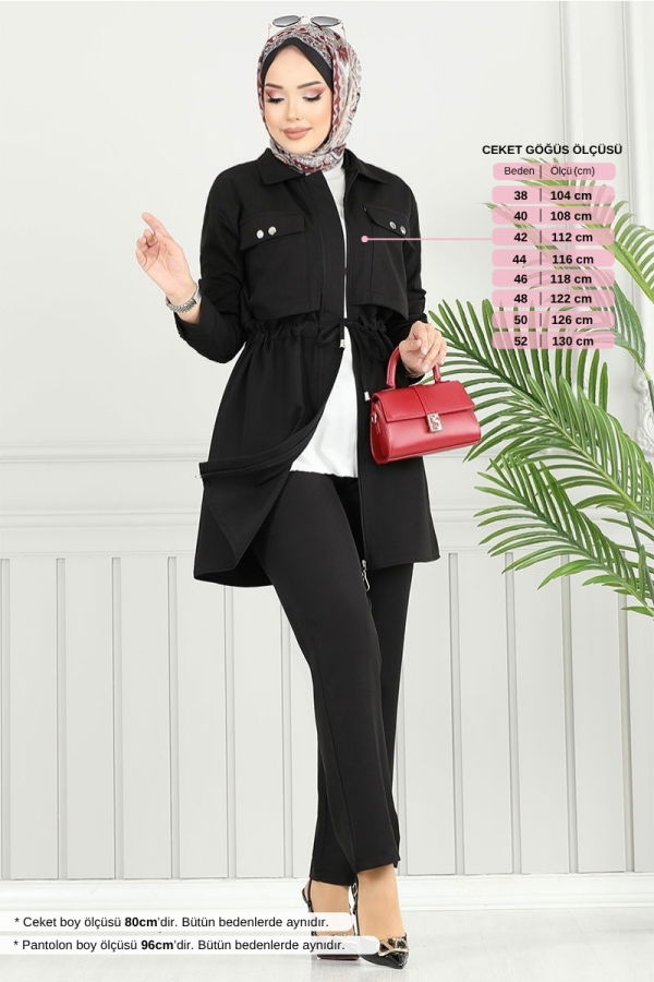 طقم 23101UKB929-M أسود - Moda Selvim