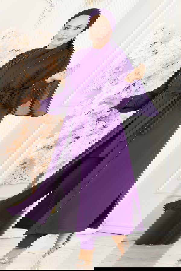 طقم 2515SL432 ليلكي غامق - Moda Selvim