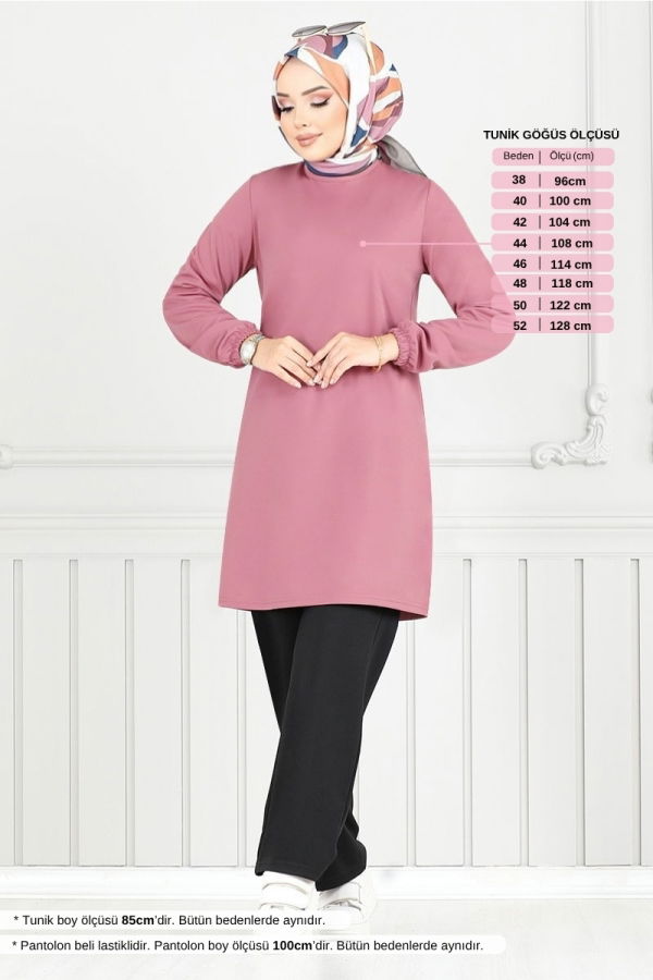 طقم 2670SL890-M وردي واسود - Moda Selvim