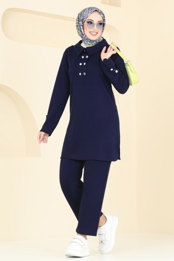 طقم 3063HBS856 كحلي - Moda Selvim