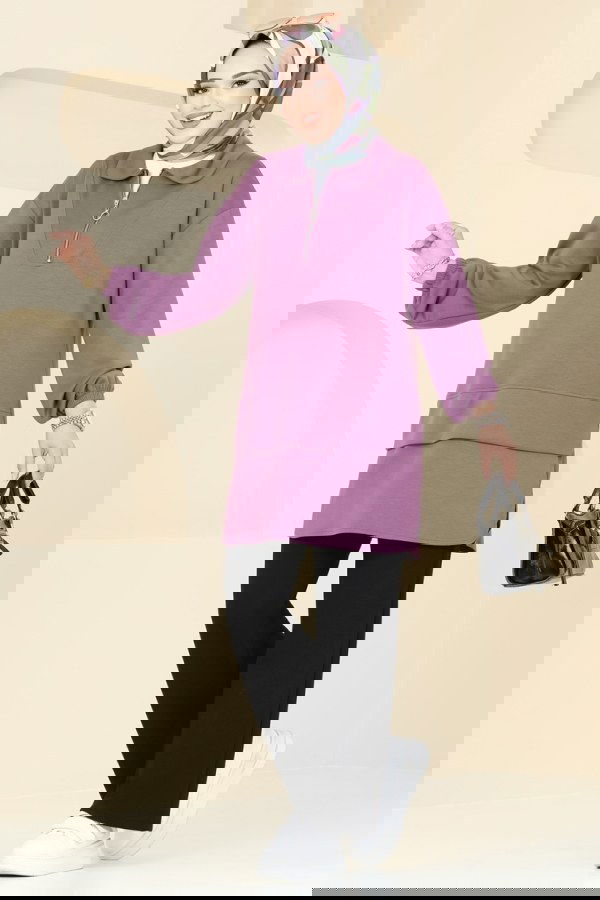 طقم 5017HBS856 ليلكي غامق وأسود - Moda Selvim