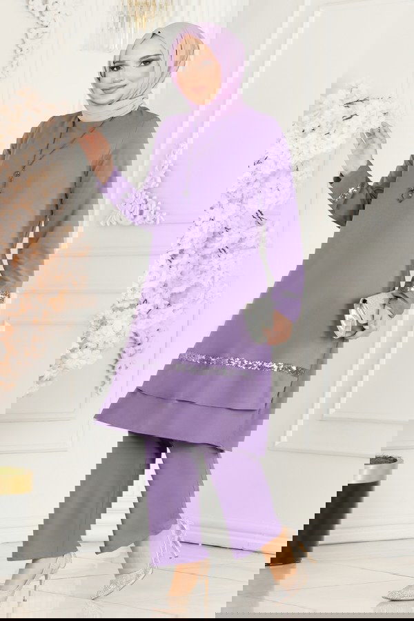 طقم ASM2680 ليلكي - Moda Selvim