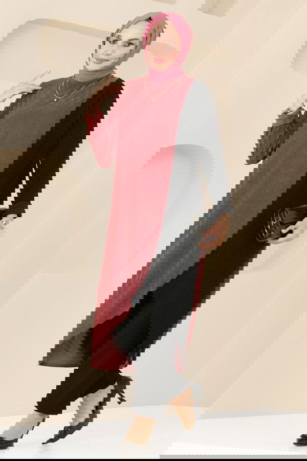 طقم PL292 وردي واسود - Moda Selvim