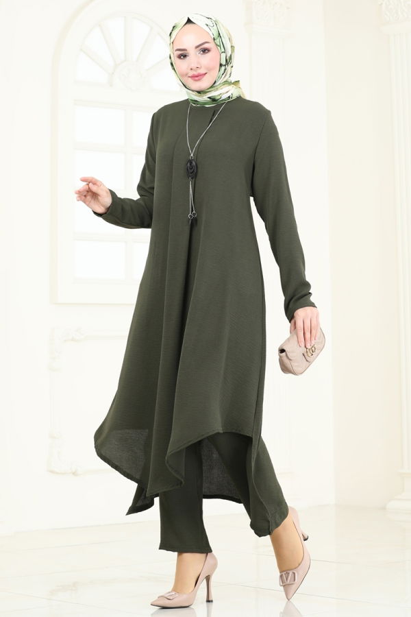 طقم PL9055 اخضر عفني - Moda Selvim