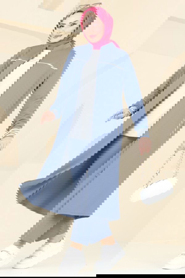 طقم PL9073 أزرق وسكري - Moda Selvim