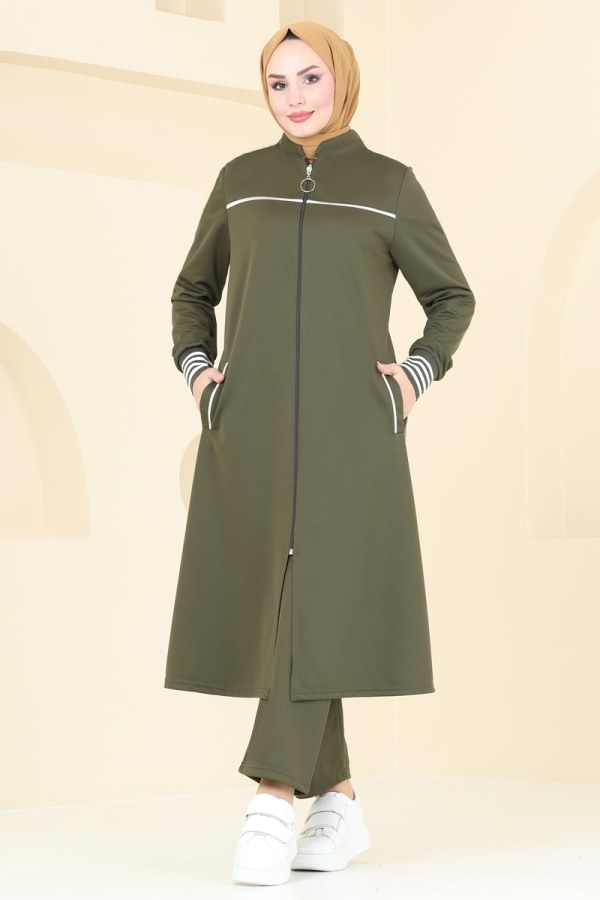 طقم PL9073 أخضر عفني وسكري - Moda Selvim