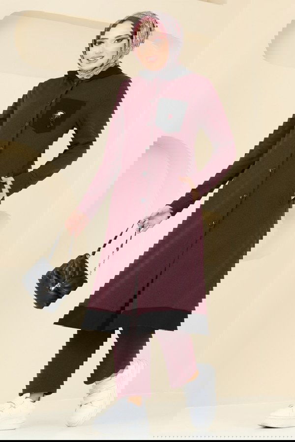 طقم PL9106 خمري - Moda Selvim