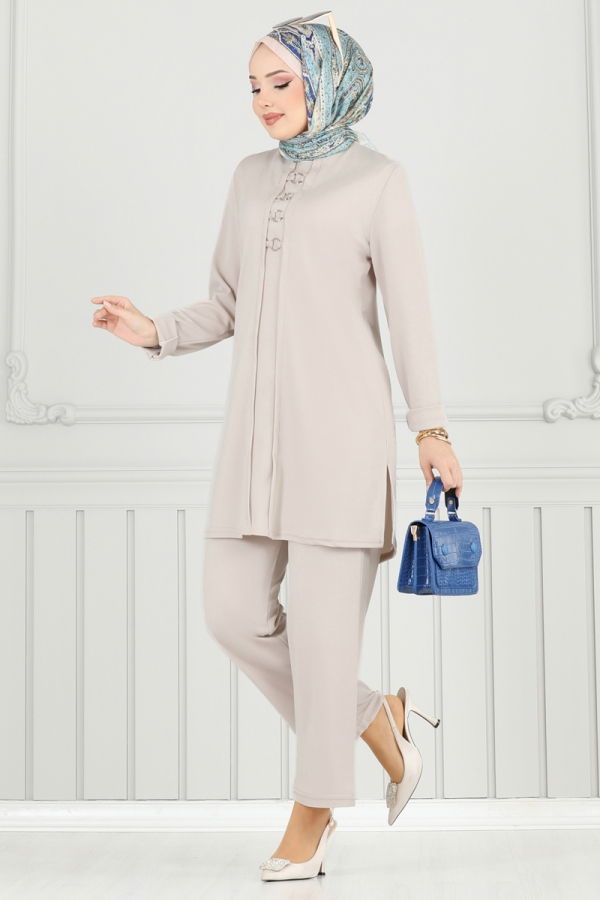 طقم PL9146 بيج - Moda Selvim