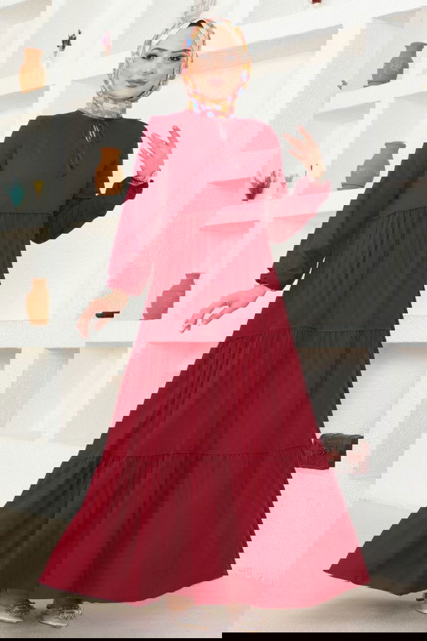 الفستان 1068BG354 خمري - Moda Selvim