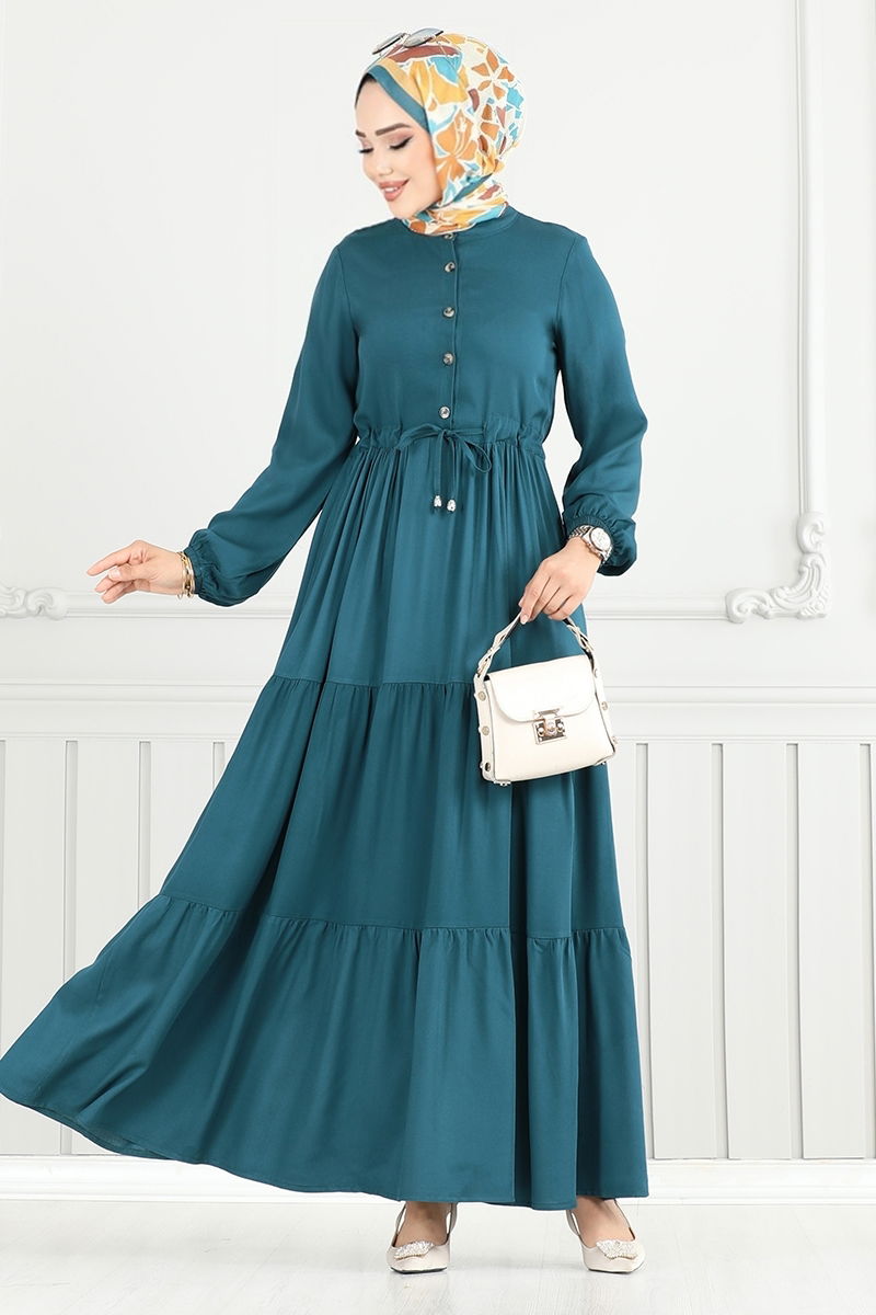 Dress 2350BGS895-M Petroleum - Moda Selvim