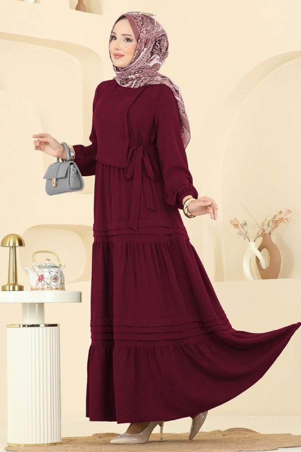 Dress 2733SL432 Burgundy - Moda Selvim