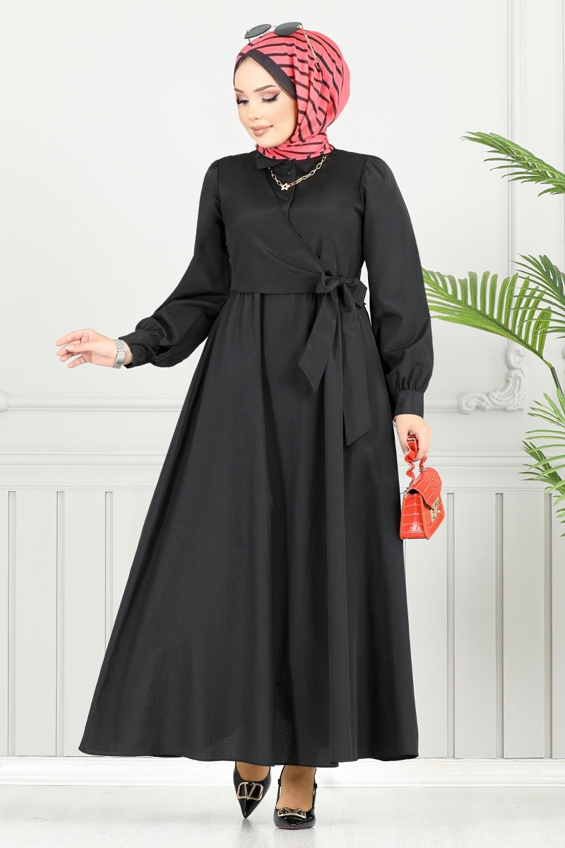 Dress 3348CR1137-M Black - Moda Selvim