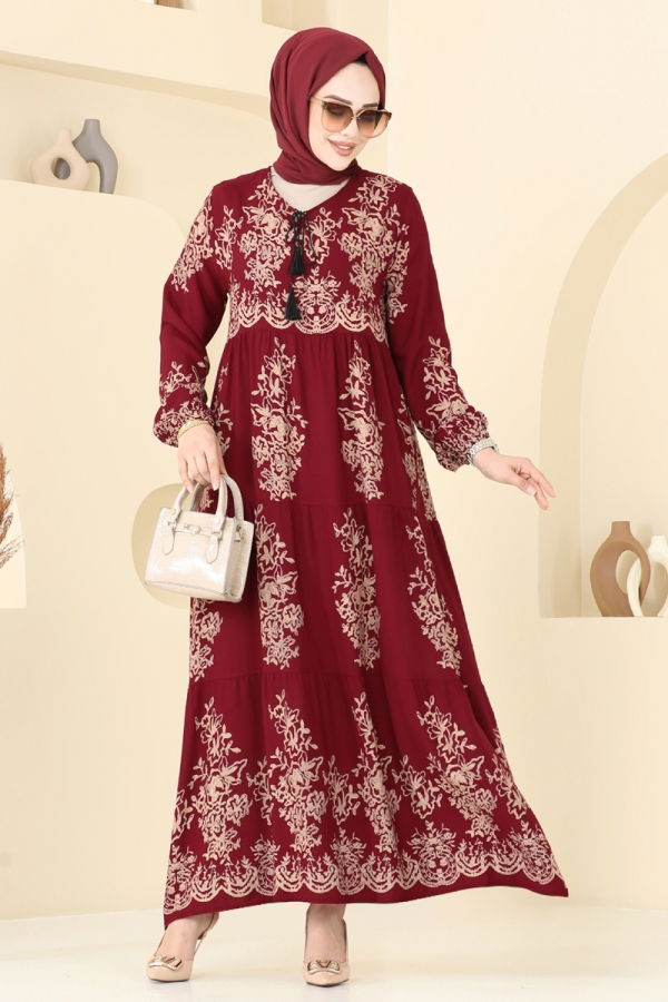 Dress 4081ZNN863 Burgundy - Moda Selvim