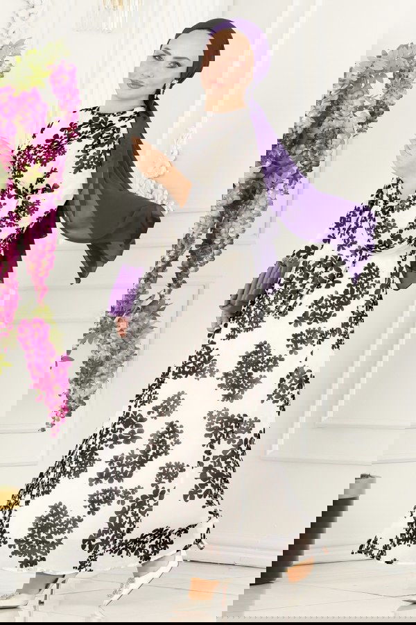 Dress 6099BSK463 Pattern 3 Ecru - Moda Selvim