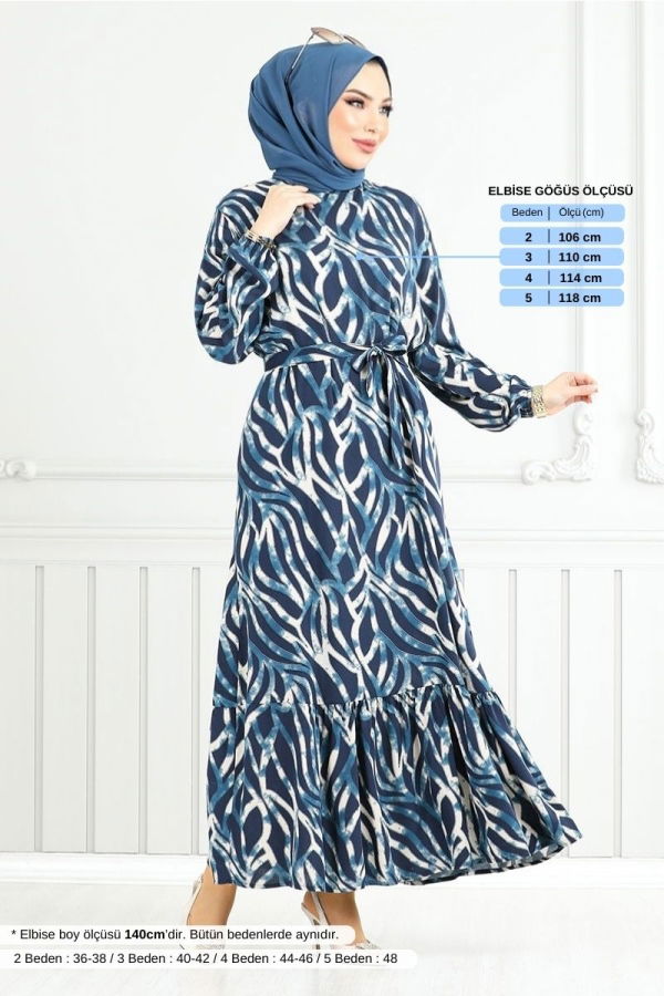 Dress 825OZR1047-M Petroleum - Moda Selvim