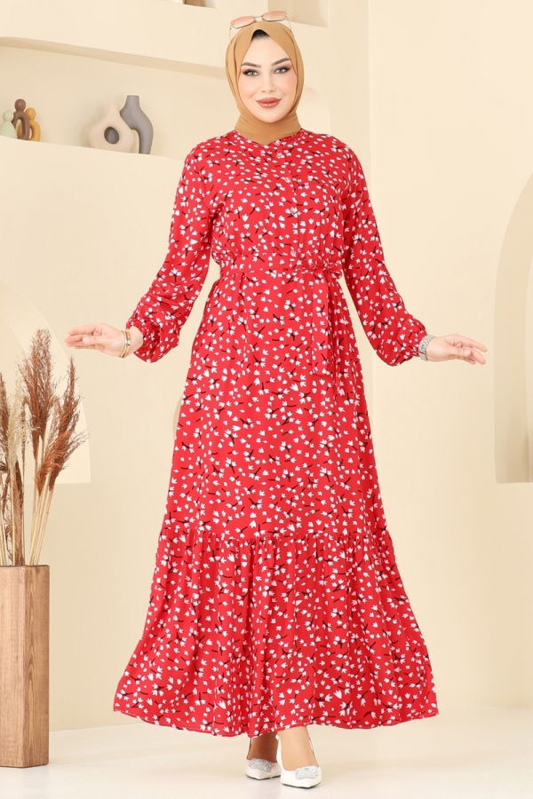 Dress 828OZN1046 Red - Moda Selvim