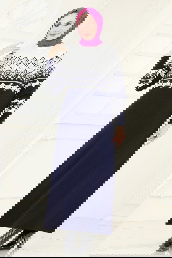 الفستان 8351KL398 كحلي - Moda Selvim