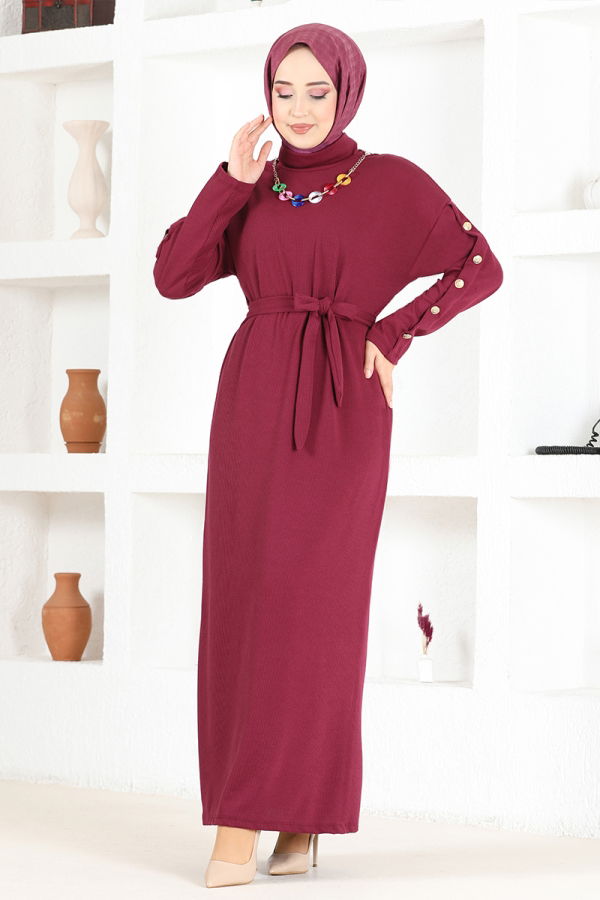 DRESS NFC4436-M Burgundy - Moda Selvim