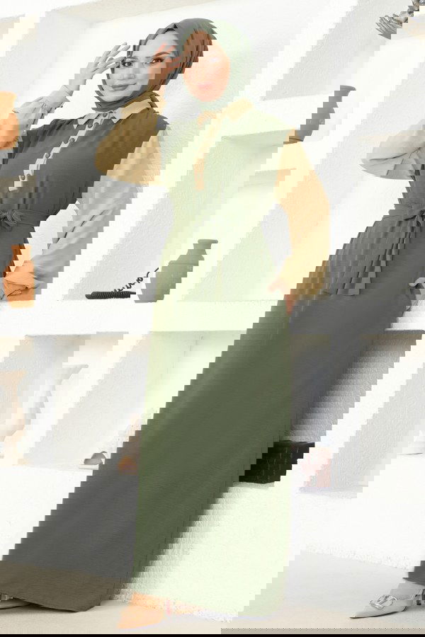 Dress PL9058 Khaki&Vision