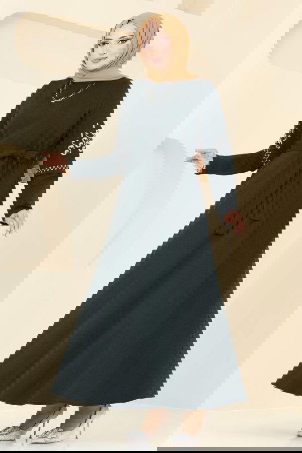 الفستان PL9090 زيتي - Moda Selvim