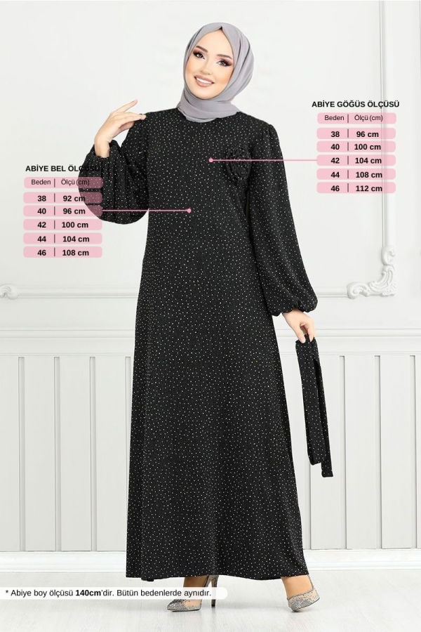 فستان سهرة 5657END900-M أسود - Moda Selvim