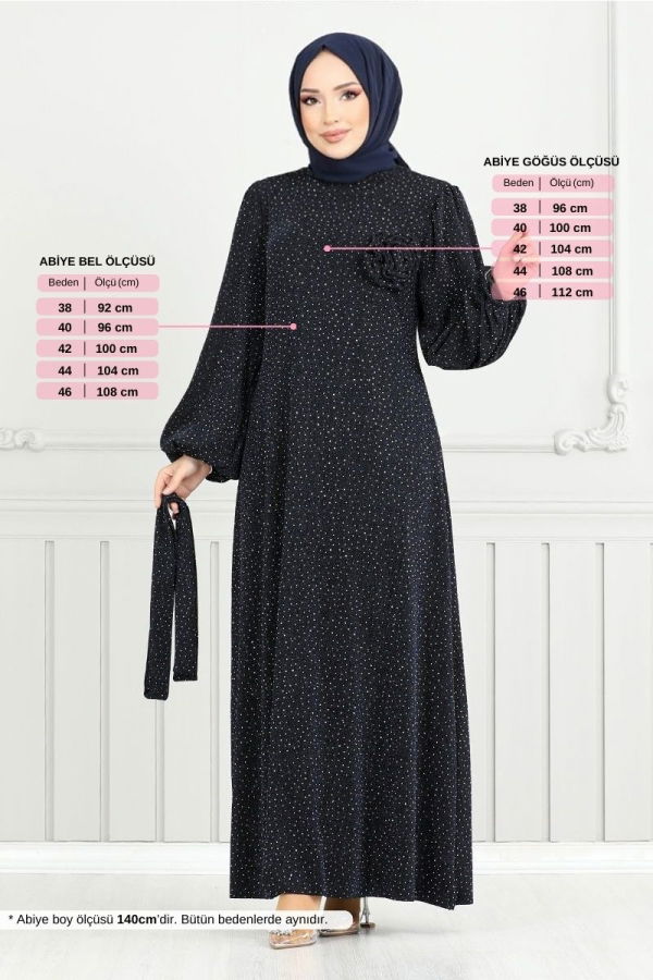 Evening Dress 5657END900-M Navy Blue - Moda Selvim