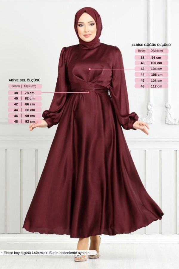Evening Dress 5665END900-M Burgundy - Moda Selvim