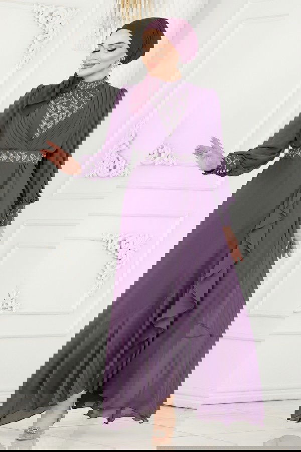 Evening Dress 5671AB368 Lilac - Moda Selvim