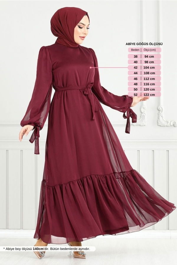 Evening Dress 5678END900-M Burgundy - Moda Selvim
