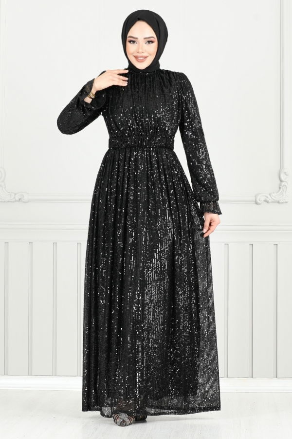 Evening Dress 5680END900-M Black - Moda Selvim