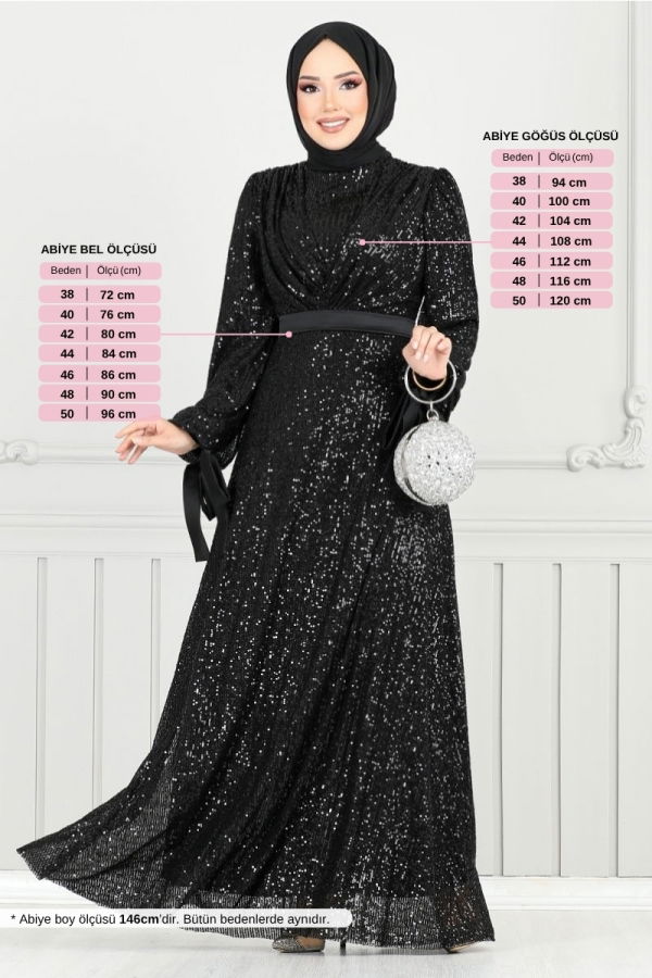 فستان سهرة 5690END900-M أسود - Moda Selvim