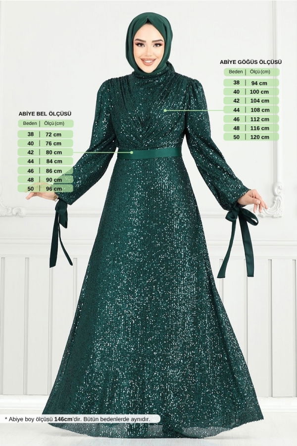 Evening Dress 5690END900-M Emerald - Moda Selvim