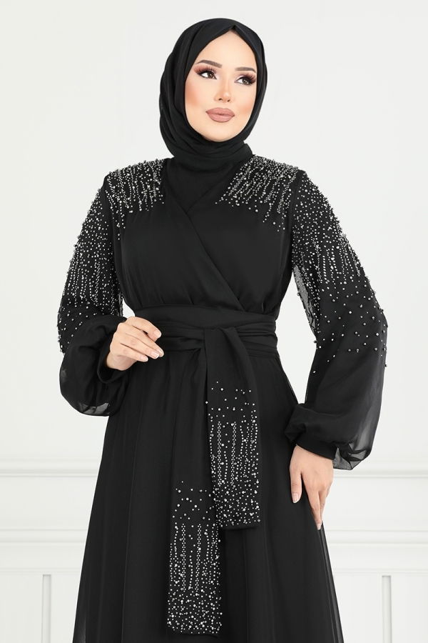 فستان سهرة 5693END900-M أسود - Moda Selvim