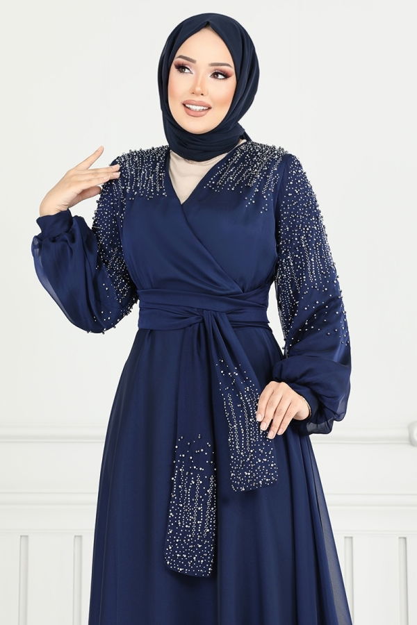 فستان سهرة 5693END900-M كحلي - Moda Selvim