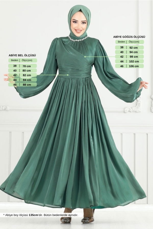 Evening Dress 6180EMO919-M Emerald - Moda Selvim