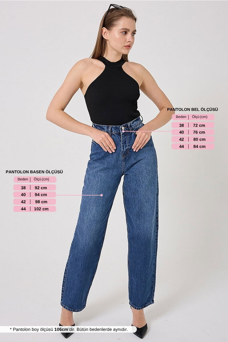 Palazzo Kadın Pantolon 4606DRN1148-M Kot - Moda Selvim