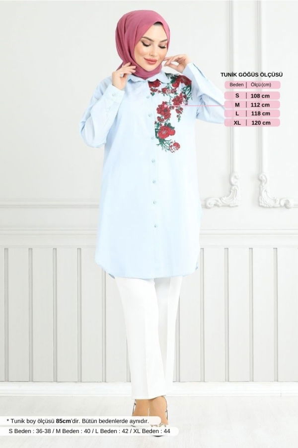 قميص 405EVO1065-M أزرق فاتح - Moda Selvim